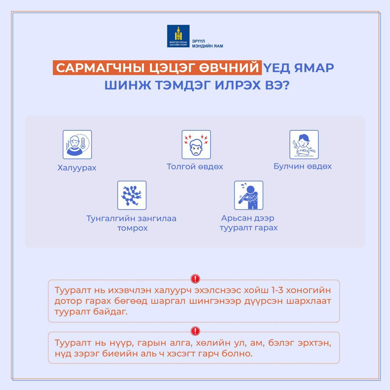 Сармагчны цэцэг өвчний үед ямар шинж тэмдгүүд илрэх вэ Tsoh Mn